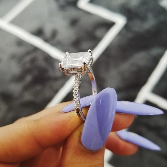 Jewelry | New 35 Carat Emerald Cut Pave Engagement Ring | Poshmark